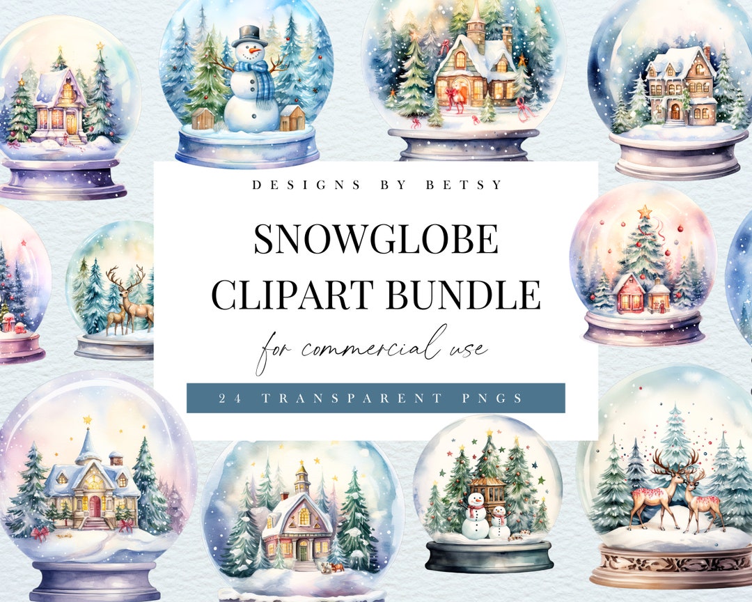 Watercolor Snowglobe Clipart Bundle, Winter Snowglobe Clipart Pack ...