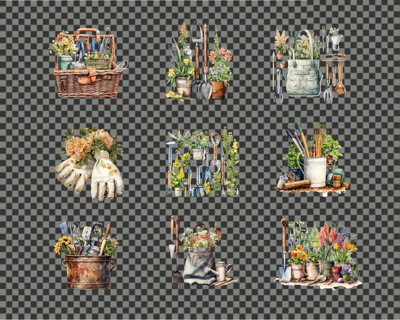 Watercolor Gardening Clipart Bundle, Spring Garden Clipart Pack ...