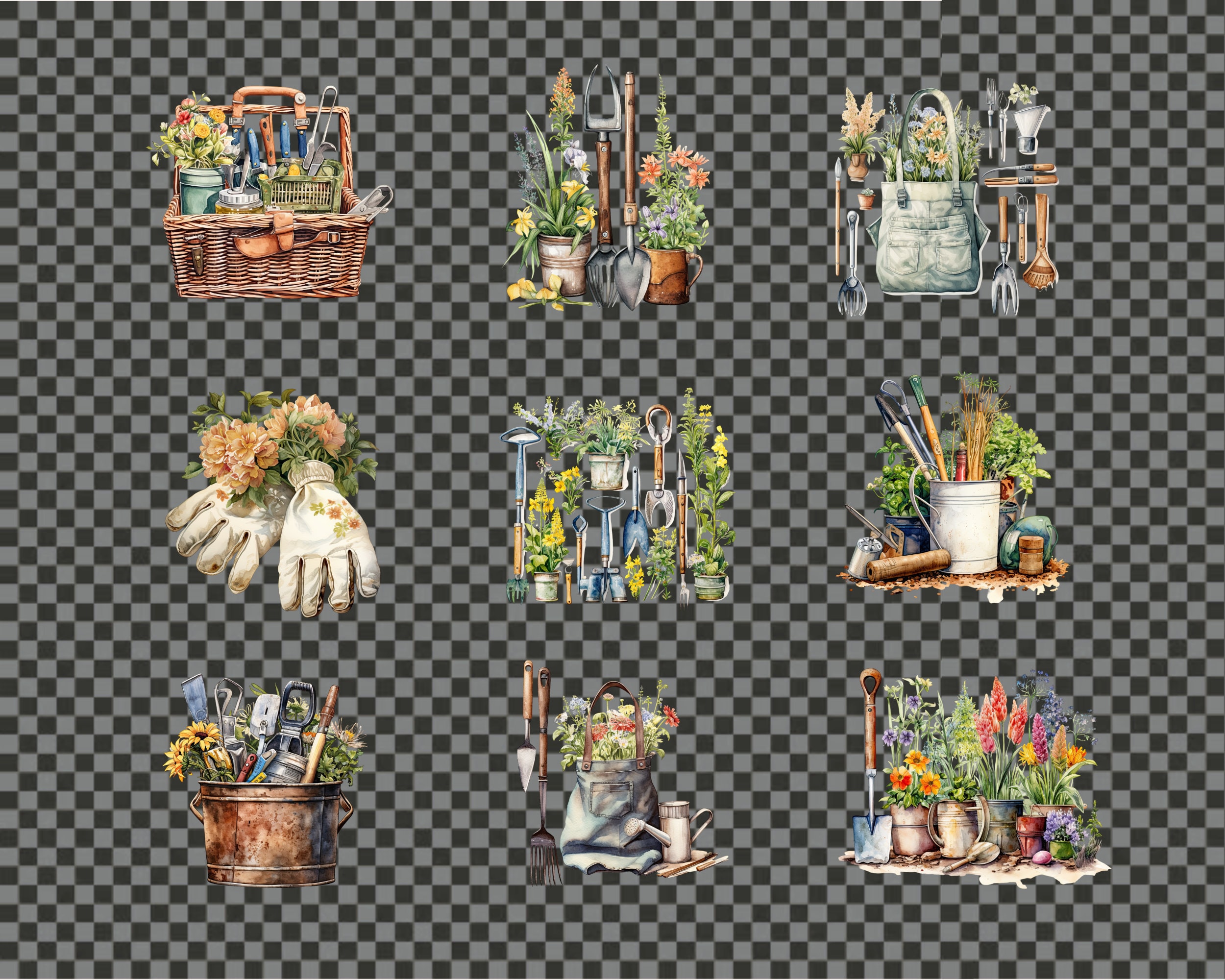 Watercolor Gardening Clipart Bundle, Spring Garden Clipart Pack ...