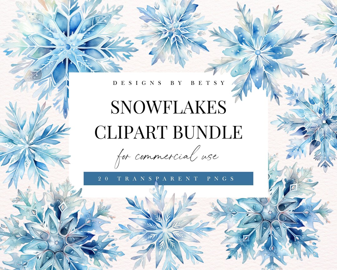 Watercolor Snowflakes Clipart Bundle, White Snowflake Clipart Pack ...