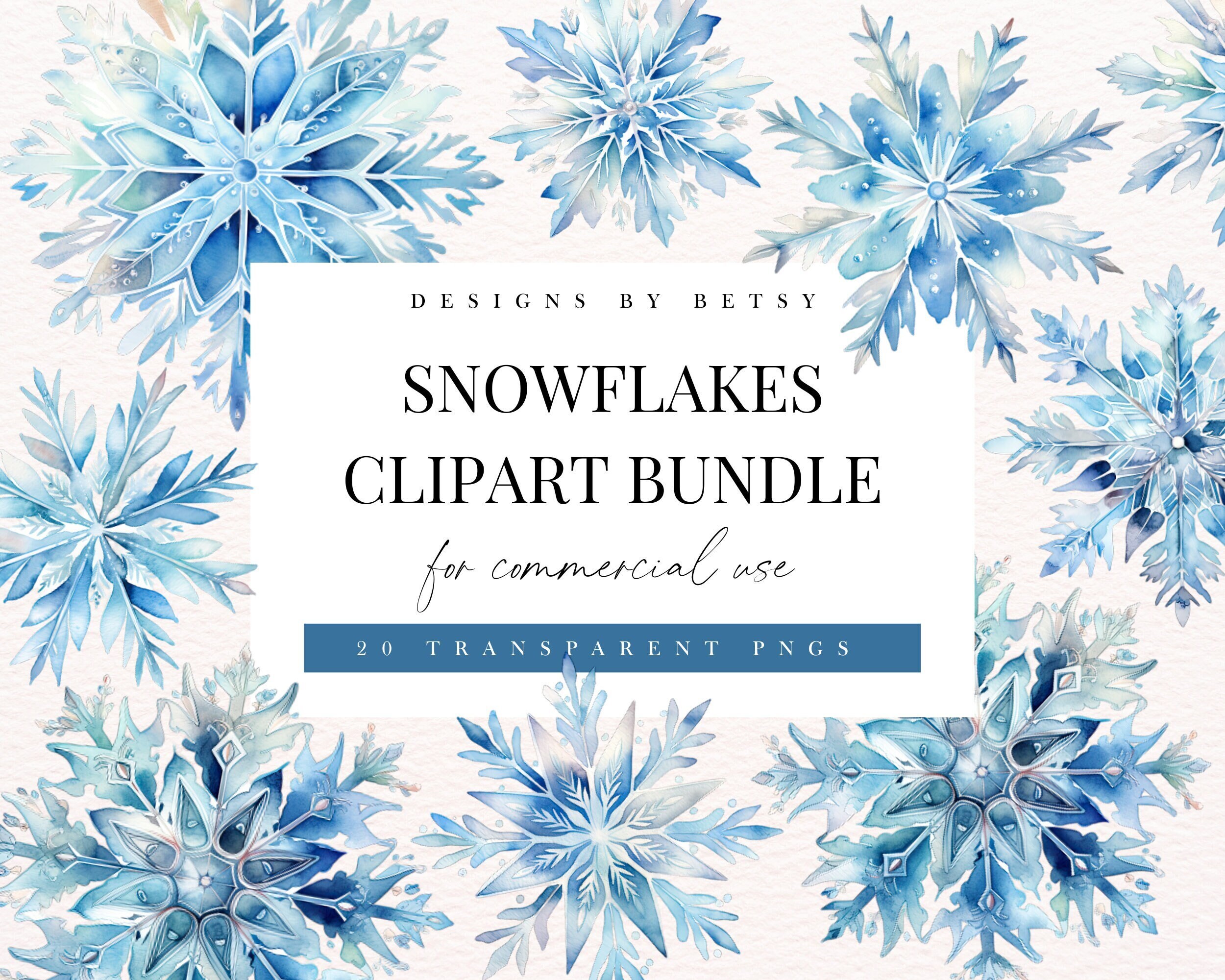 Watercolor Snowflakes Clipart Bundle, White Snowflake Clipart Pack ...