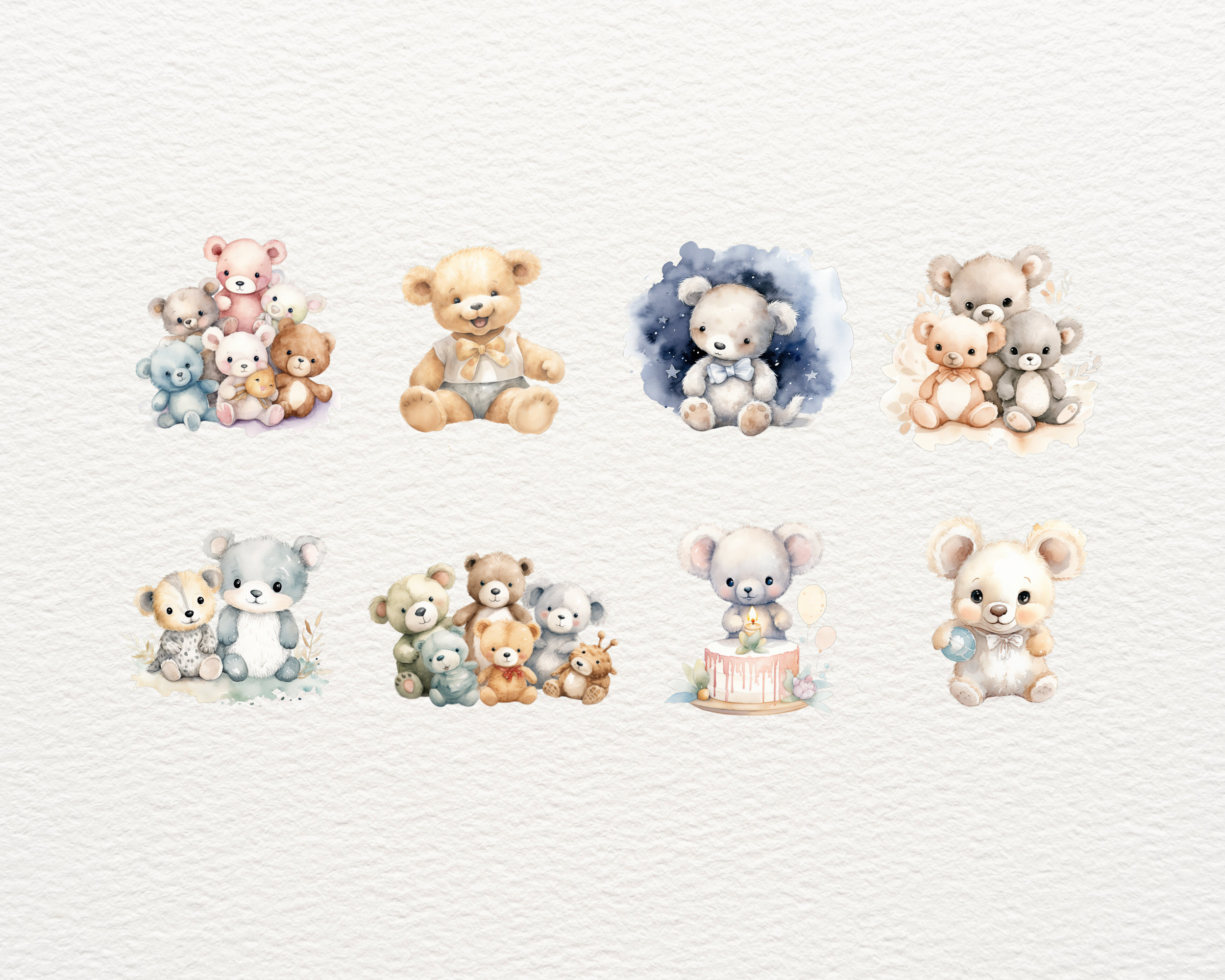 Watercolor Stuffed Toys Clipart, Soft Toys Clipart Bundle, Watercolor ...