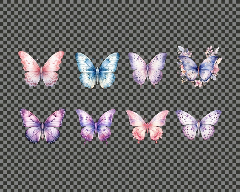 Watercolor Pastel Butterflies Clipart Bundle, Spring Butterflies ...