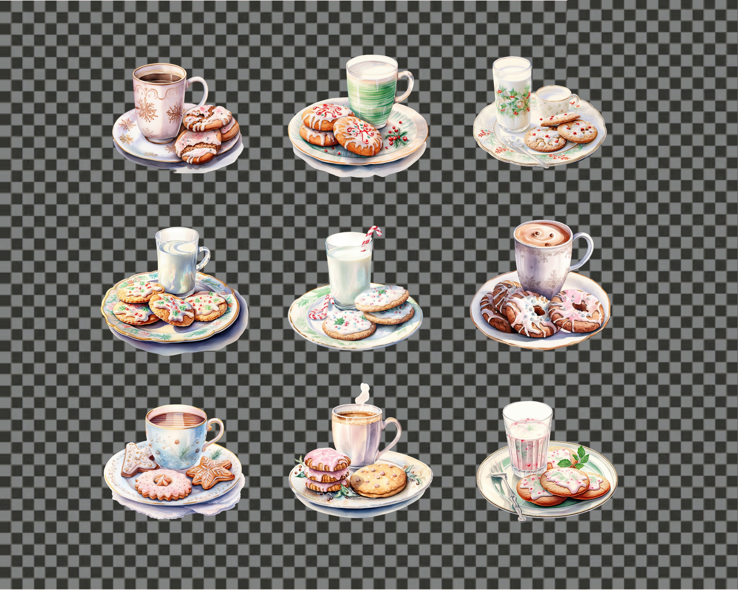 Watercolor Milk and Cookies Clipart Bundle, Festive Cookies Clipart ...