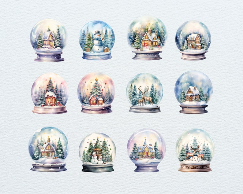 Watercolor Snowglobe Clipart Bundle, Winter Snowglobe Clipart Pack ...