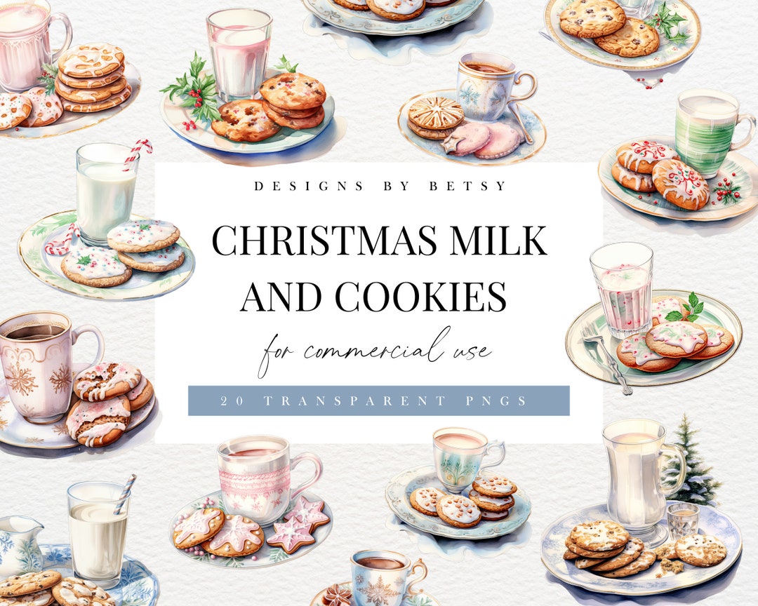 Watercolor Milk and Cookies Clipart Bundle, Festive Cookies Clipart ...