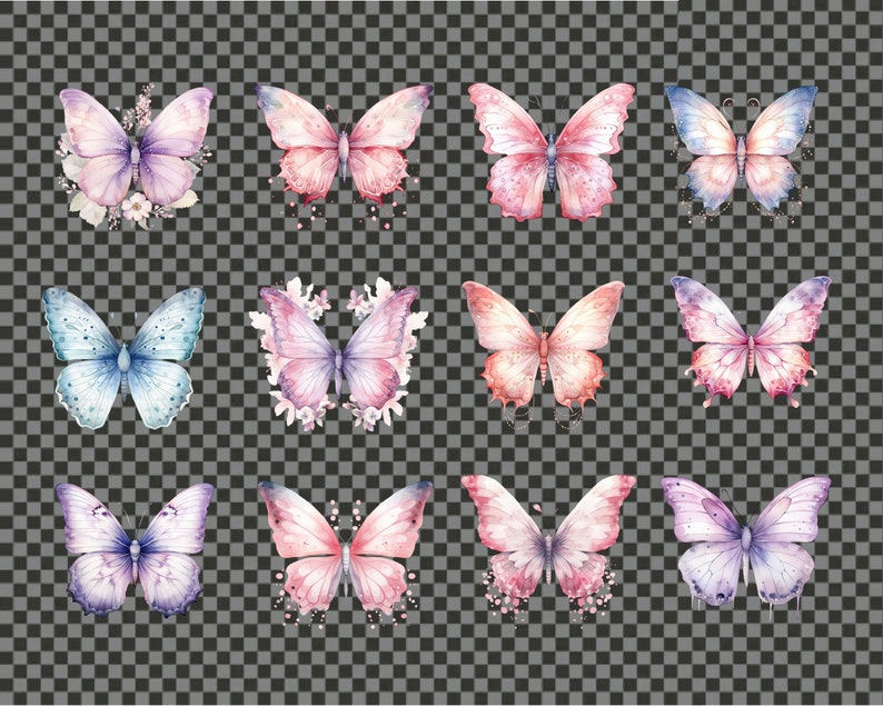 Watercolor Pastel Butterflies Clipart Bundle, Spring Butterflies ...