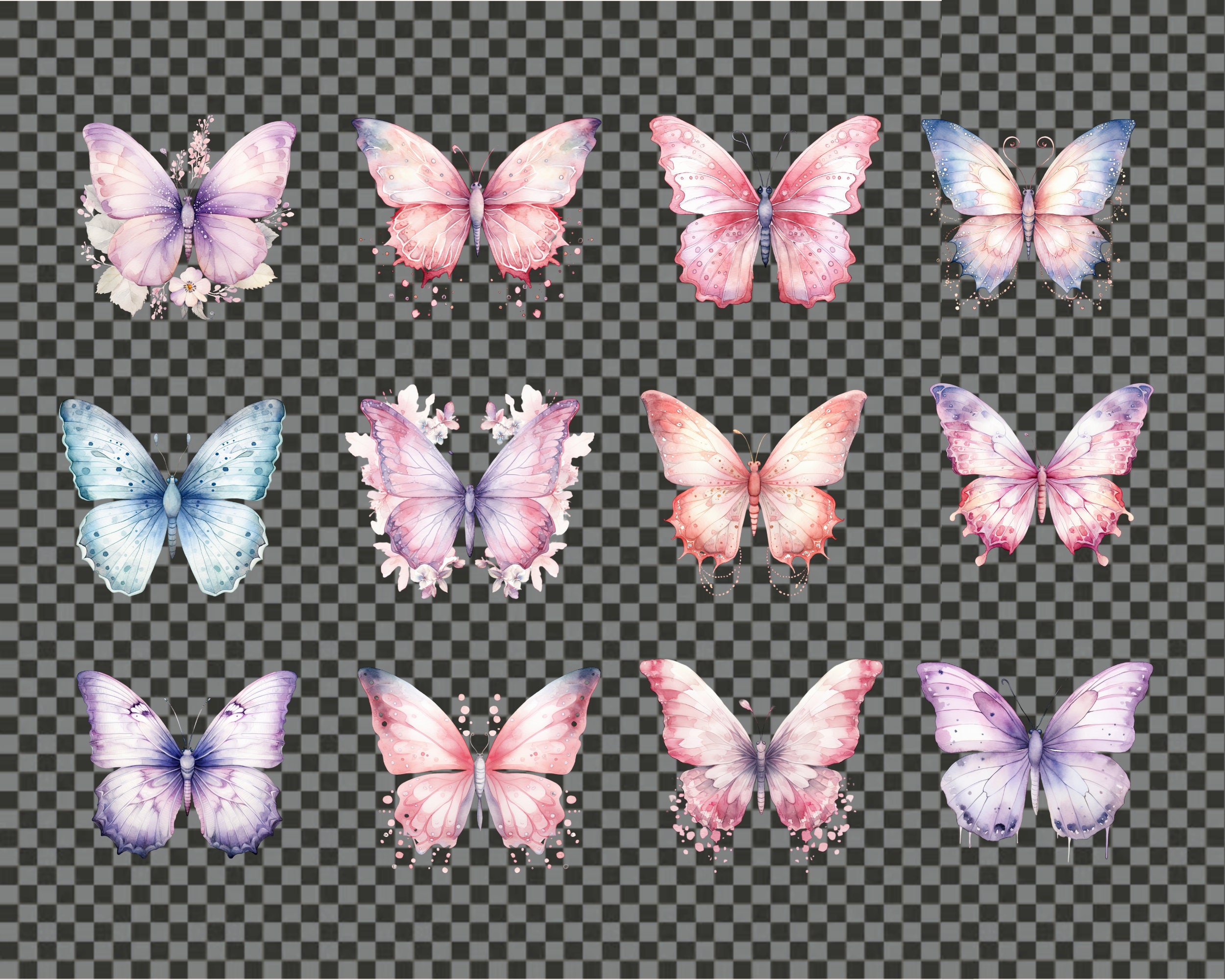 Watercolor Pastel Butterflies Clipart Bundle, Spring Butterflies ...