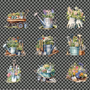 Watercolor Gardening Clipart Bundle, Spring Garden Clipart Pack ...