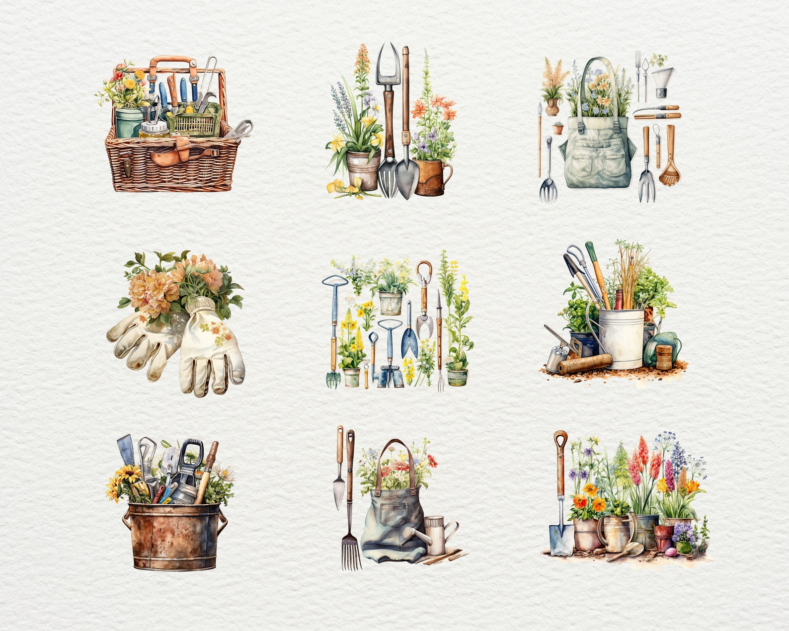 Watercolor Gardening Clipart Bundle, Spring Garden Clipart Pack ...