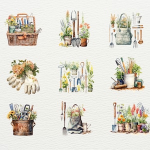 Watercolor Gardening Clipart Bundle, Spring Garden Clipart Pack ...