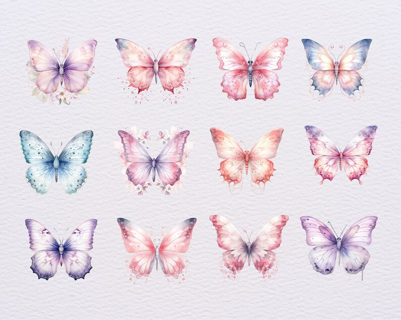 Watercolor Pastel Butterflies Clipart Bundle, Spring Butterflies ...