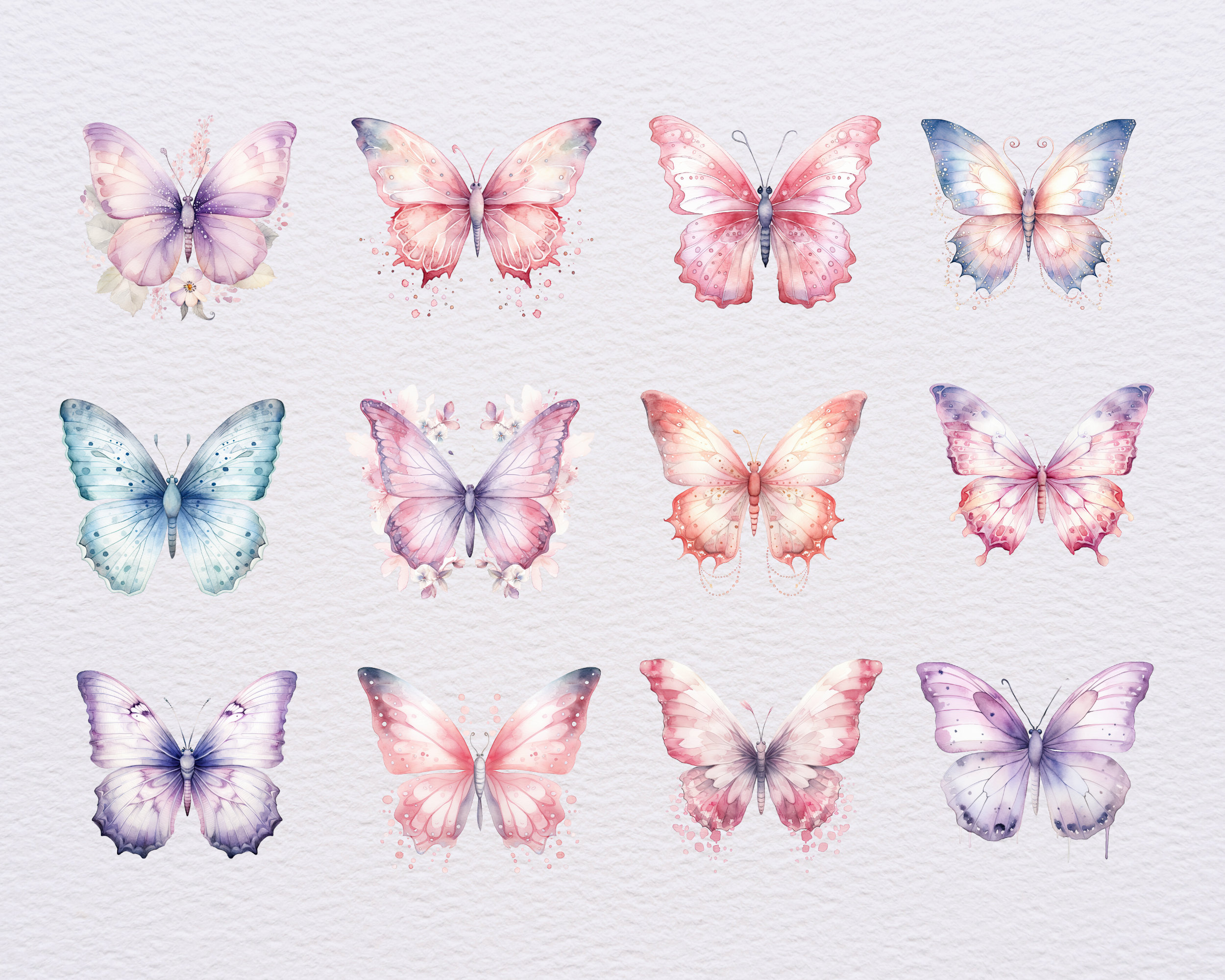 Watercolor Pastel Butterflies Clipart Bundle, Spring Butterflies ...