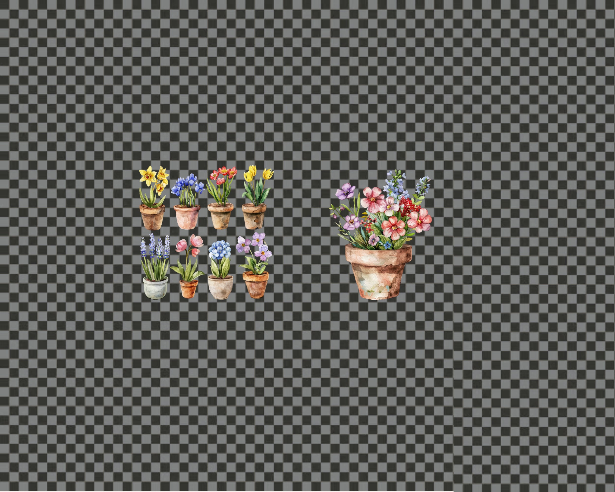 Watercolor Flower Pot Clipart Bundle, Spring Flower Garden Clipart Pack ...
