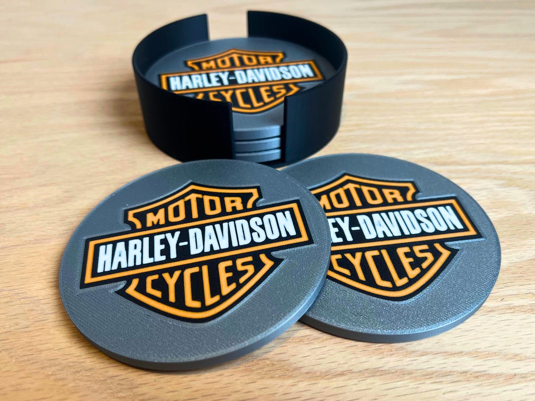 Harley Davidson Coaster Set - 3D Printed Motorcycle Decor, Graduation ...