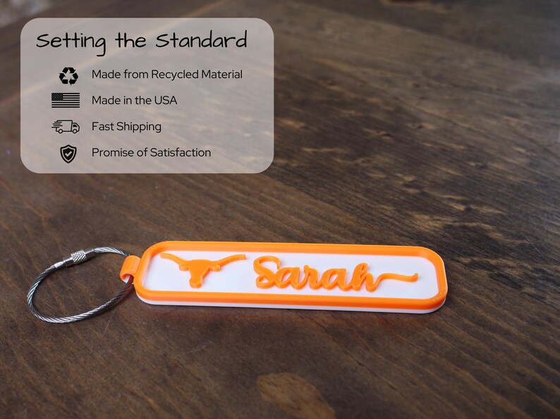 University of Texas Custom Name Tag 3D Printed UT Decor, Longhorn ...