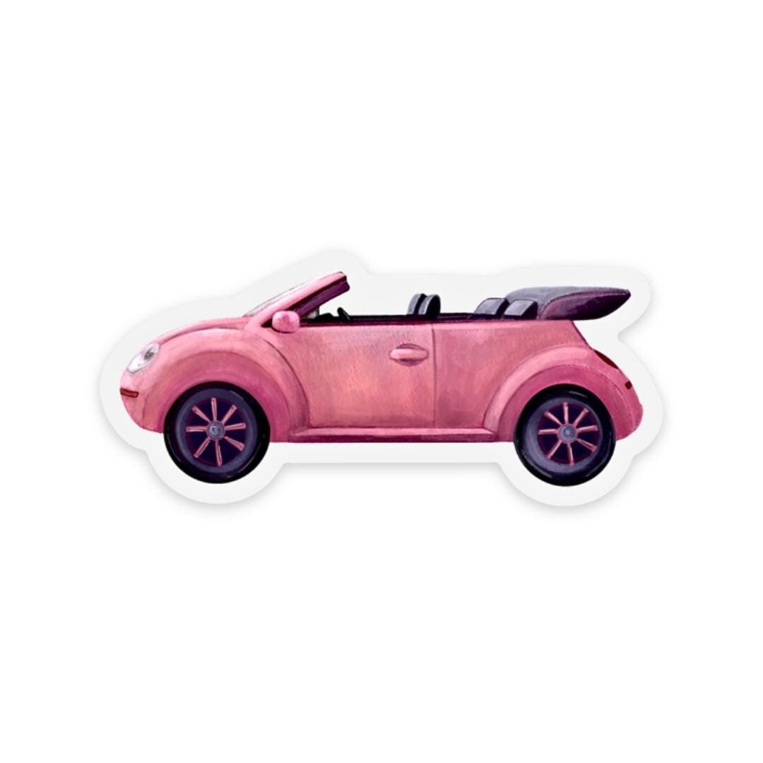 Clear Pink Volkswagen Beetle Car Sticker, 1.5x3 Inches - Etsy