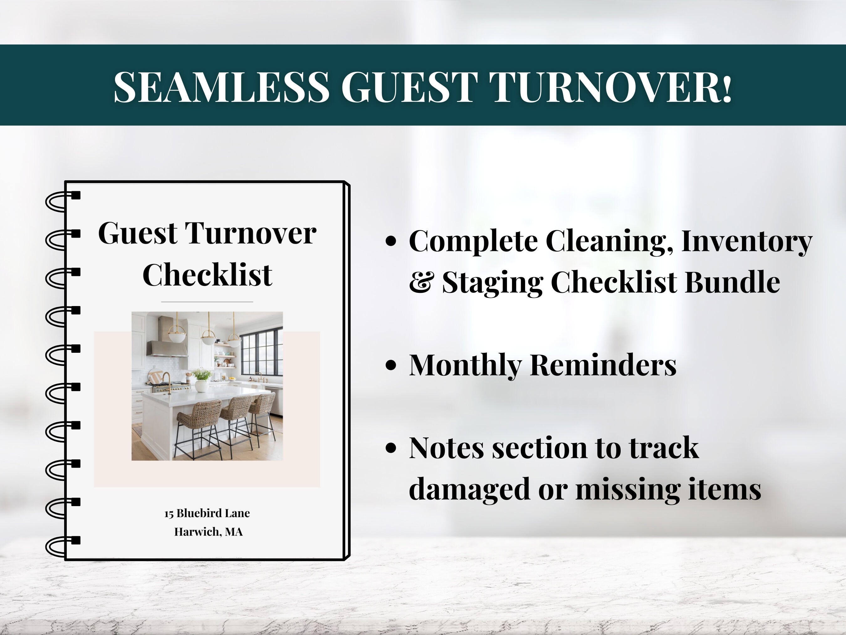Short-term Rental Checklist Template Bundle | Guest Turnover Binder ...