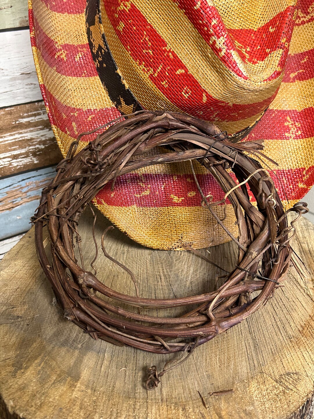 8” Grapevine Wreath, Artisan Grown and Wrapped Vines for Front Door ...