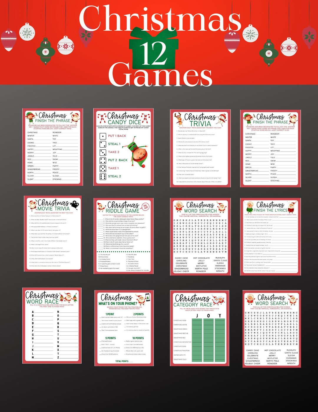 Christmas Games Etsy Christmas Games Etsy