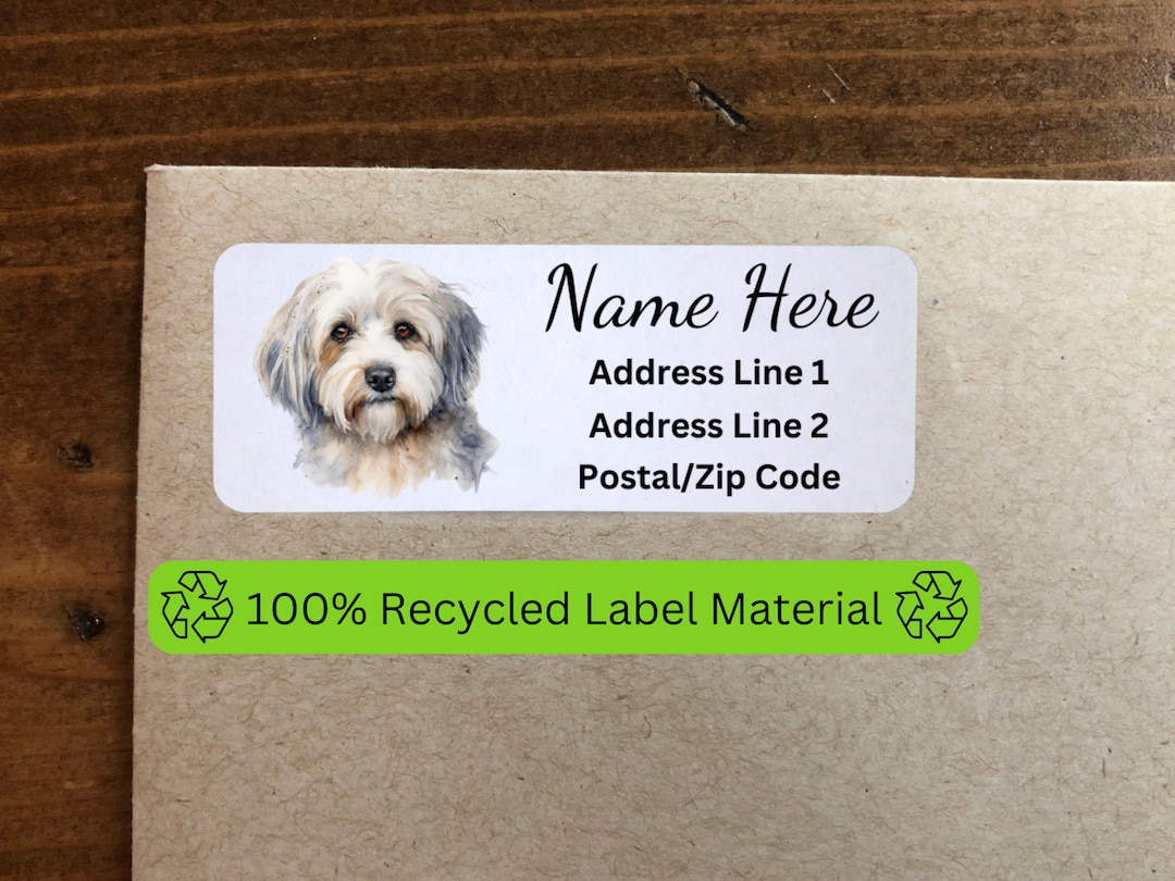 Self Adhesive Personalized Havanese Dog Return Address Labels, Water ...