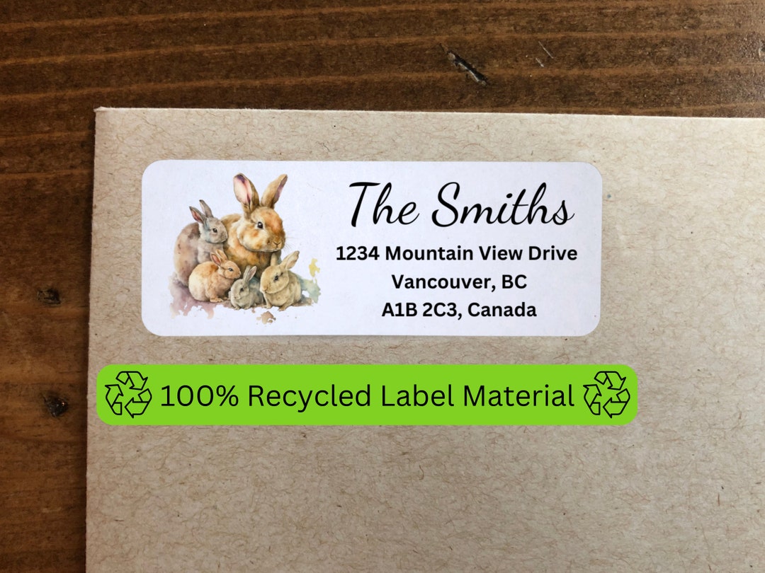 Self Adhesive Personalized Bunny Family Return Address Labels, Water ...