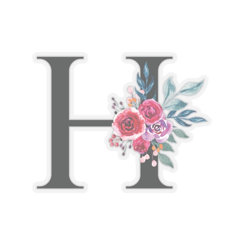 Letter H Sticker Floral Initial Monogram Floral Name Sticker Wedding ...