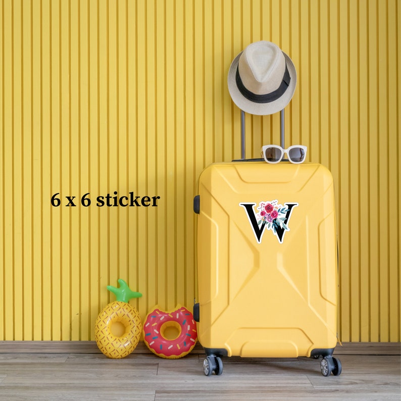 Letter W Sticker Floral Initial Monogram Floral Name Sticker Wedding ...