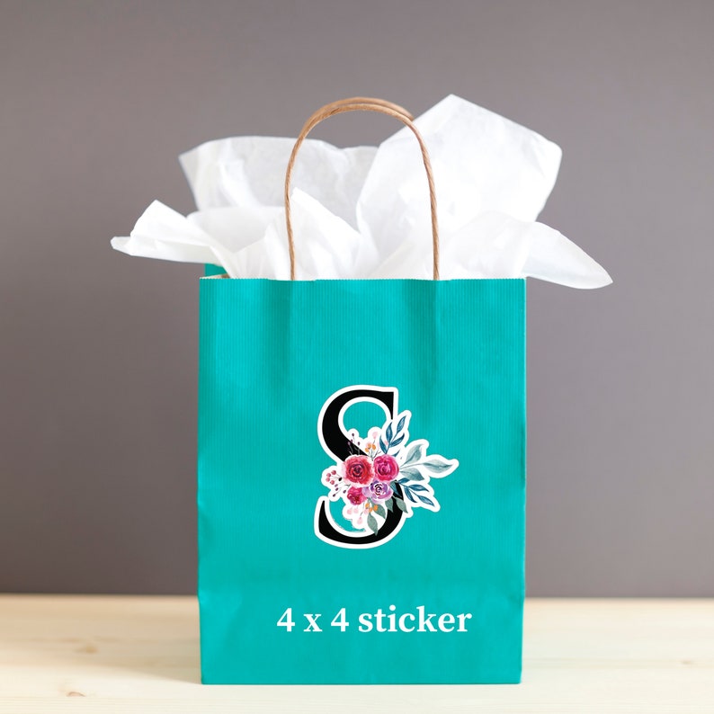 Letter S Sticker Floral Initial Monogram Floral Name Sticker Wedding ...