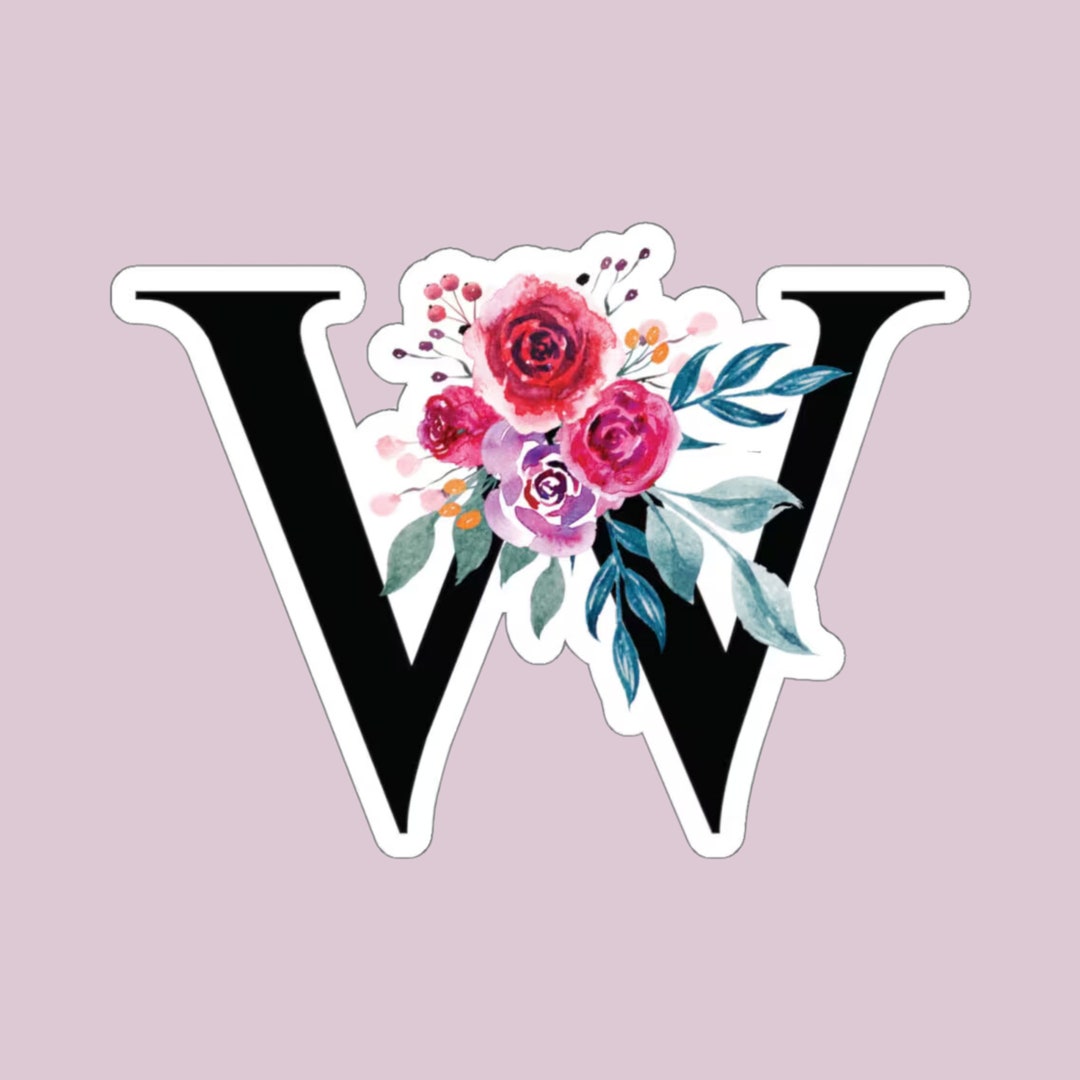 Letter W Sticker Floral Initial Monogram Floral Name Sticker Wedding ...