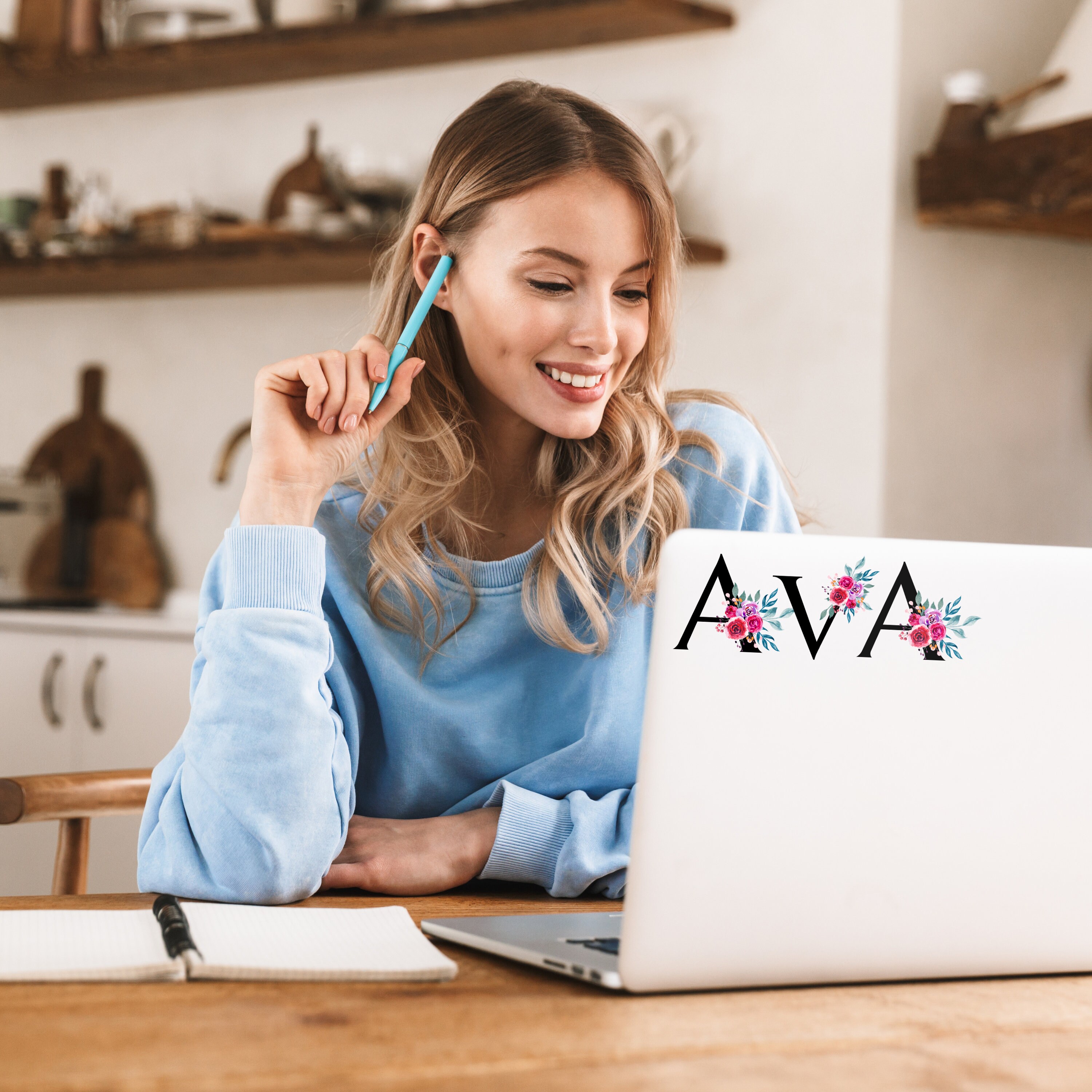 Letter H Sticker Floral Initial Monogram Floral Name Sticker Wedding ...