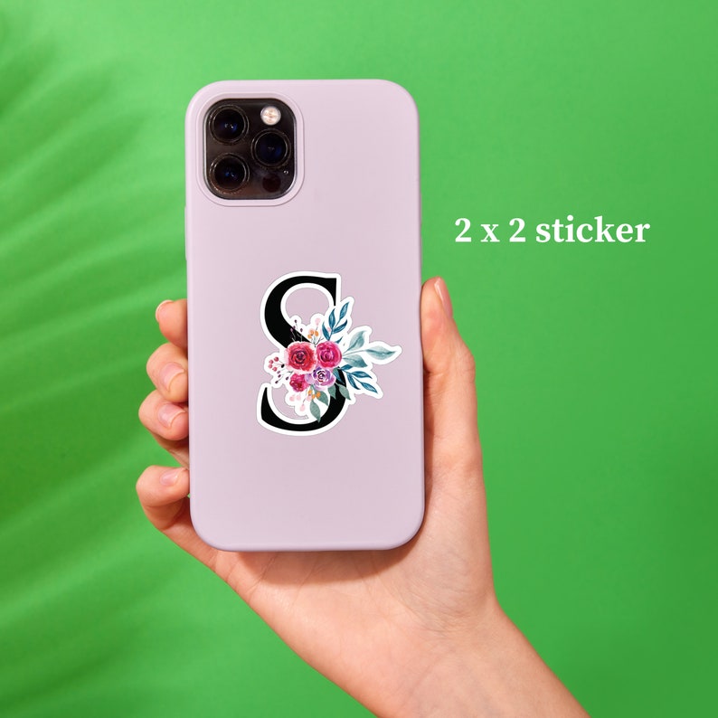 Letter S Sticker Floral Initial Monogram Floral Name Sticker Wedding ...
