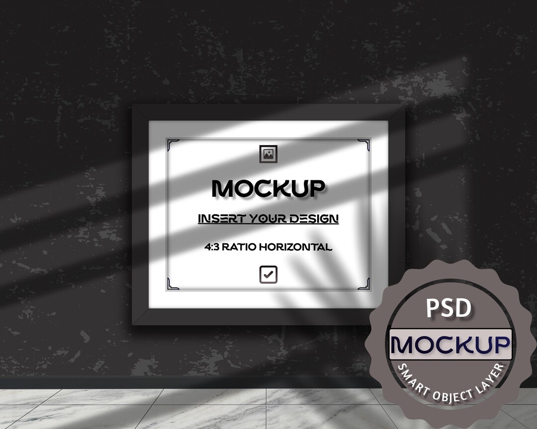 4:3 Horizontal, Dark Charcoal, Frame Mockup, 12x9, 16x12, 20x15 ...