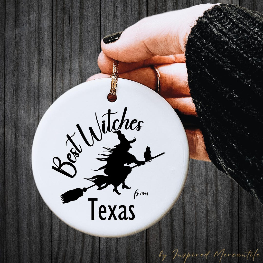 Texas Witches Ornament, Halloween Ornament, Witchy Gift, Texas Ceramic ...