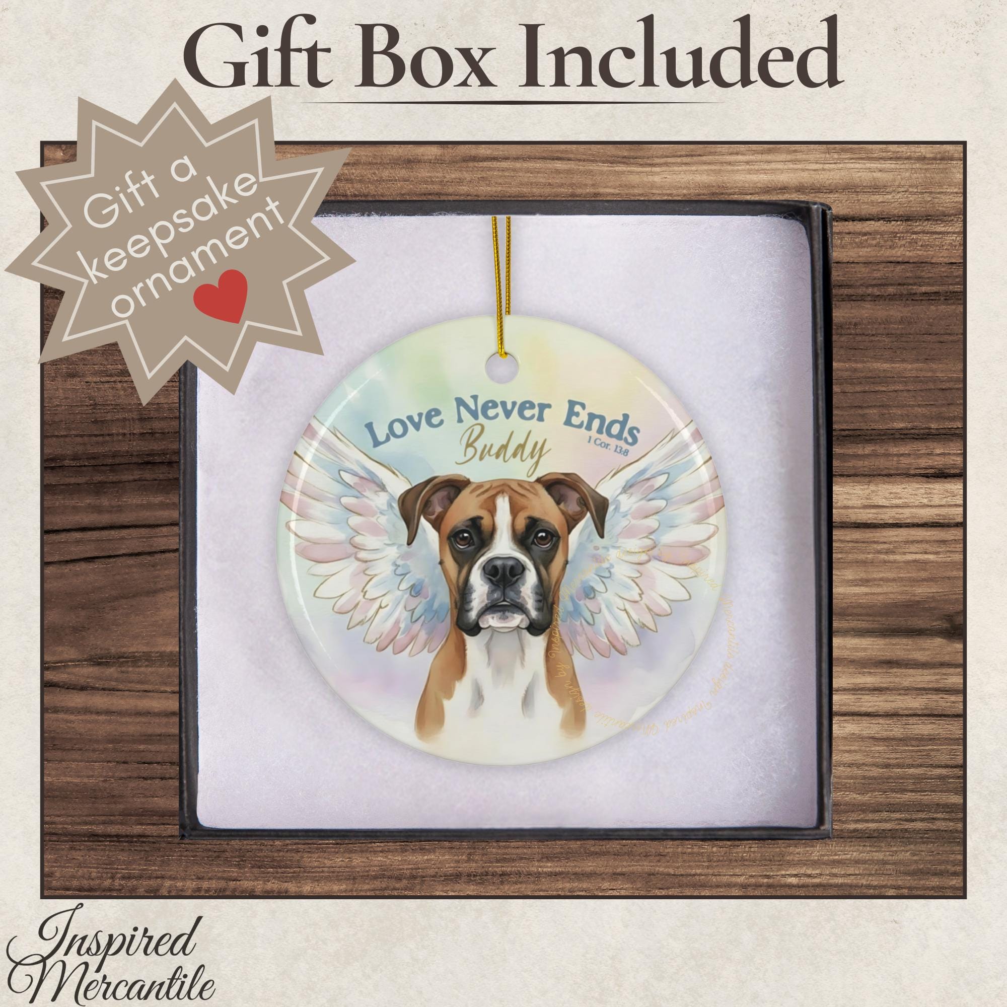 Custom Boxer Angel Wings Ornament, Personalized Boxer Memorial, Bespoke ...