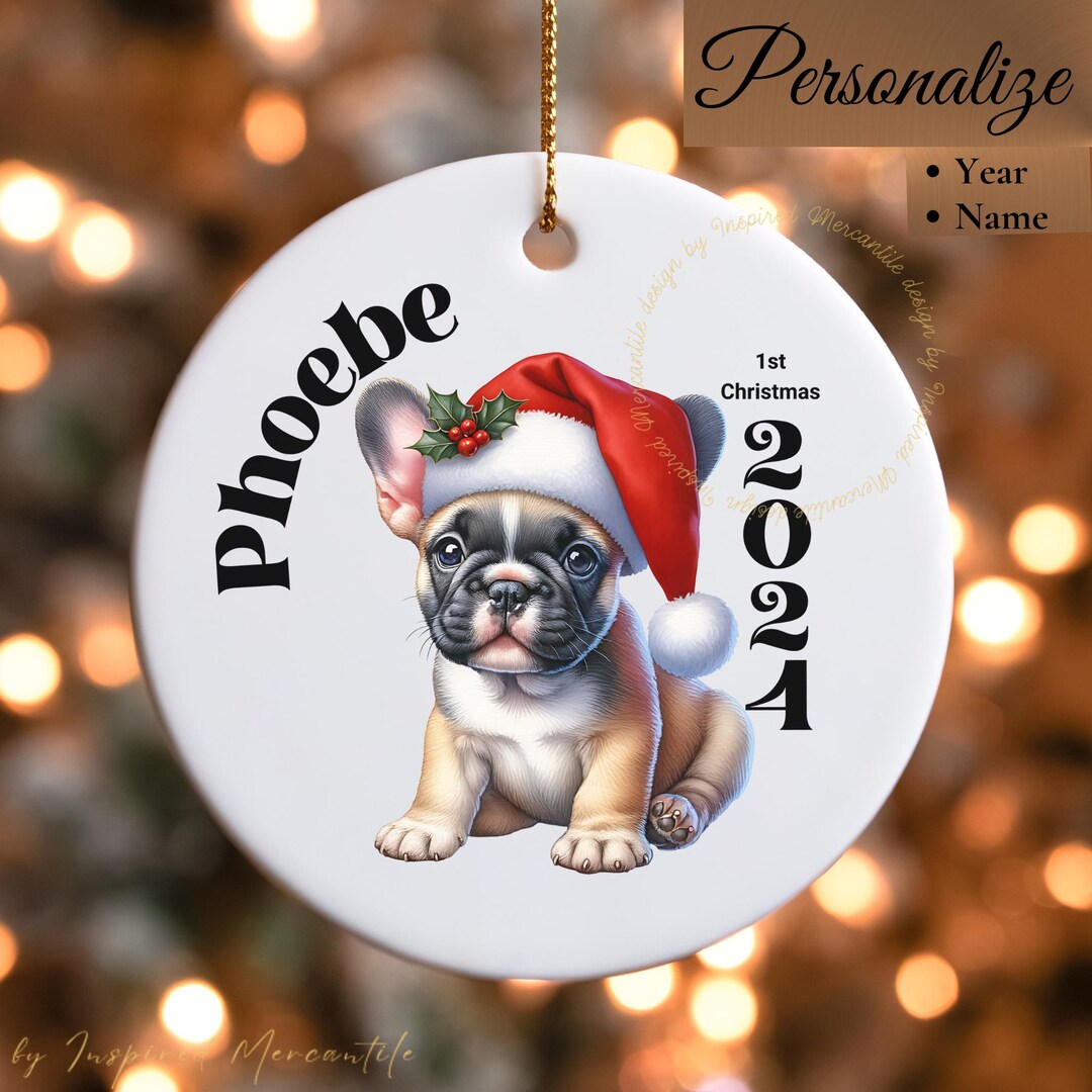 Custom French Bulldog Puppy 1st Christmas Keepsake Ornament, Bespoke ...
