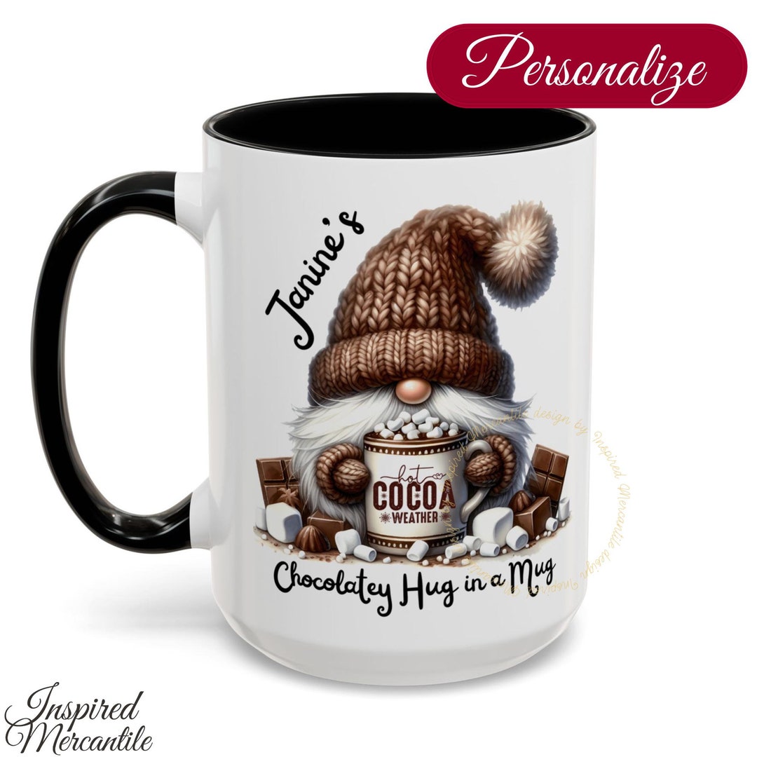 Personalized Hot Chocolate Mug, Custom Christmas Gift Hot Cocoa Mug ...