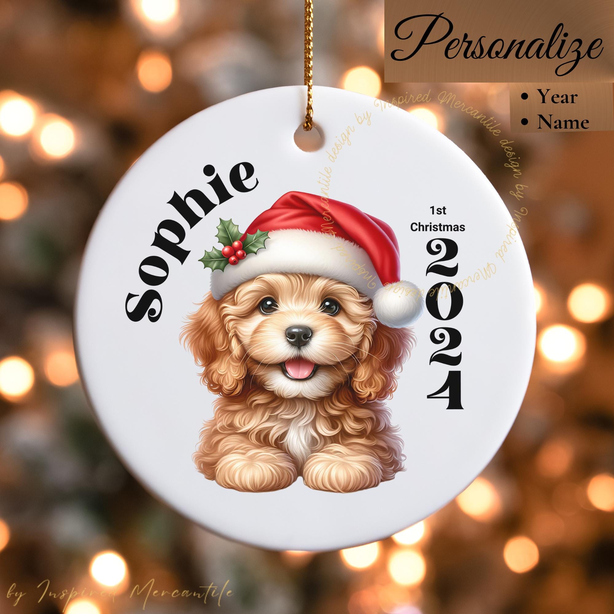 Custom Cavapoo Puppy 1st Christmas Keepsake Ornament, Bespoke ...