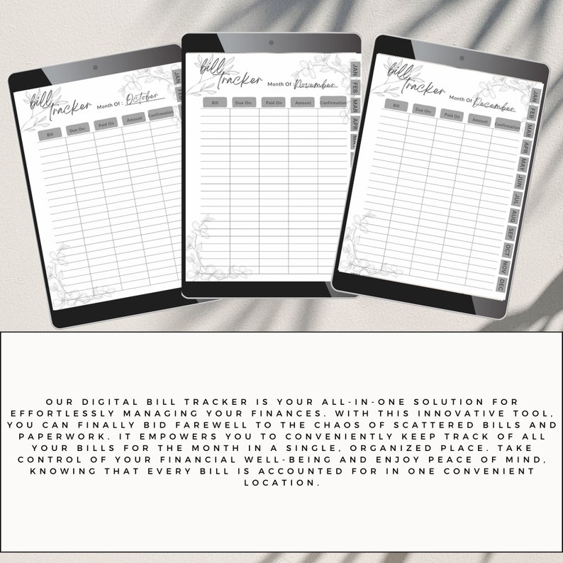 Editable Monthly Bill Tracker Printable Monthly Bill Tracker - Etsy