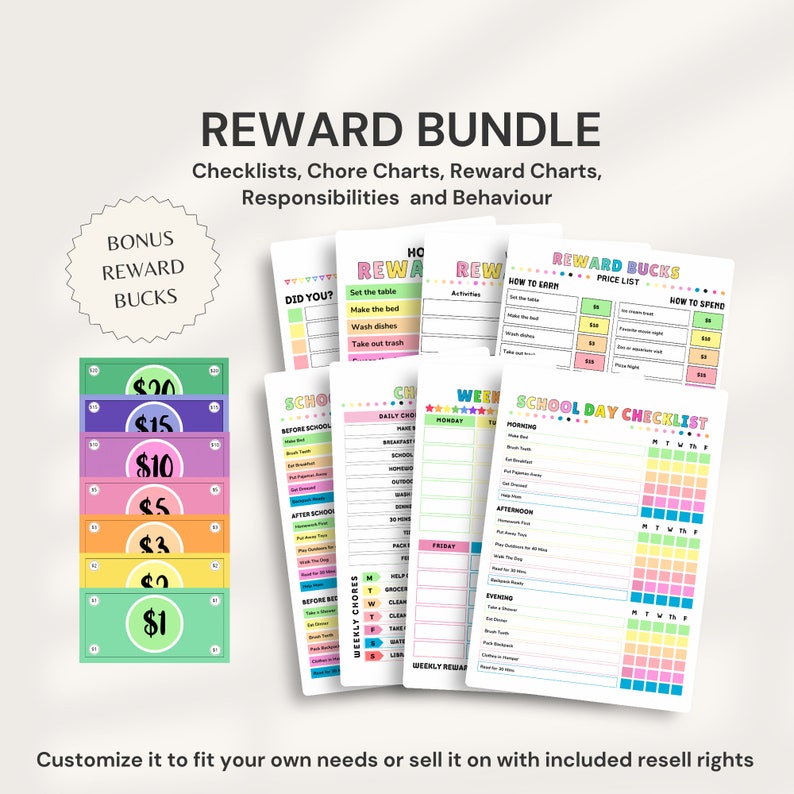 Kids Reward Mega Bundle, Reward, Allowance, Screen Time, School Routine ...