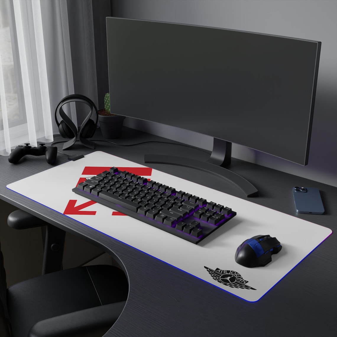Jordan Michael Air RGB LED Gaming Mouse Pad White - Etsy