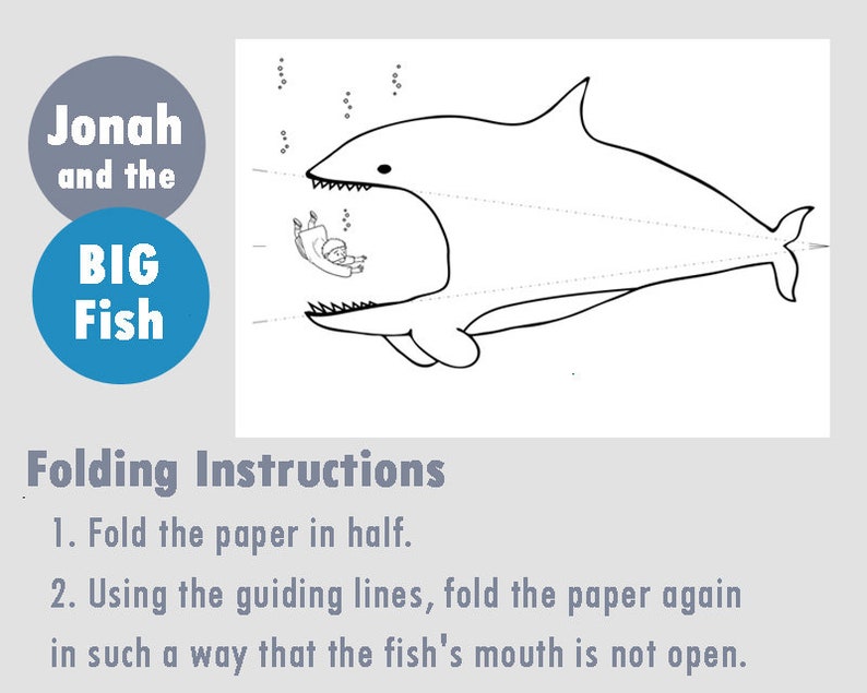 Jonah and the Big Fish Coloring and Folding Creative Bible Craft - Etsy