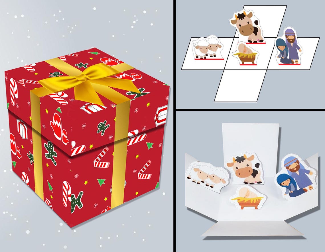 Christmas Nativity Exploding Gift Box: Kids' DIY Paper Craft (printable ...