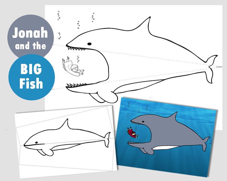 Jonah and the Big Fish Coloring and Folding Creative Bible Craft - Etsy