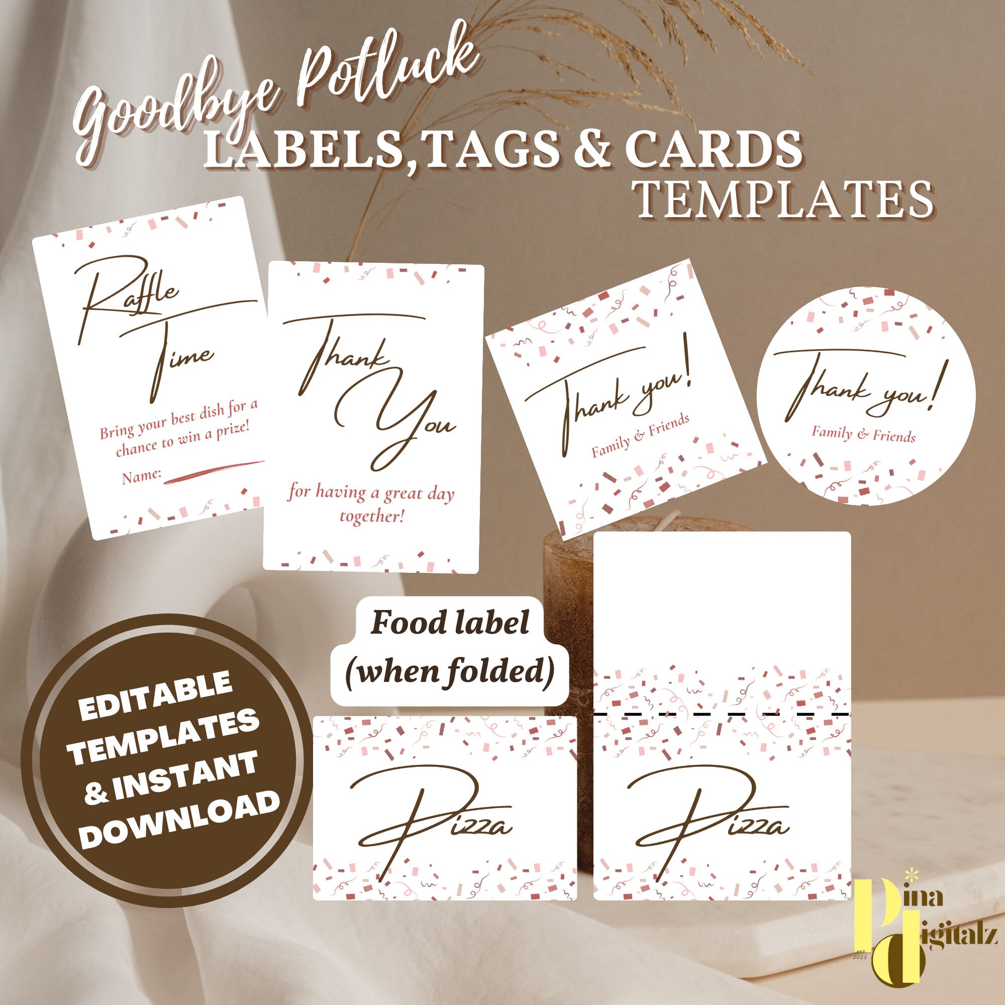 INSATANT DOWNLOAD Goodbye Potluck Labels & Tags Going Away Party ...