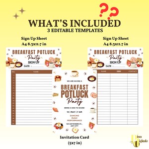 EDITABLE Breakfast Potluck Invitation Breakfast Potluck Invite Good ...