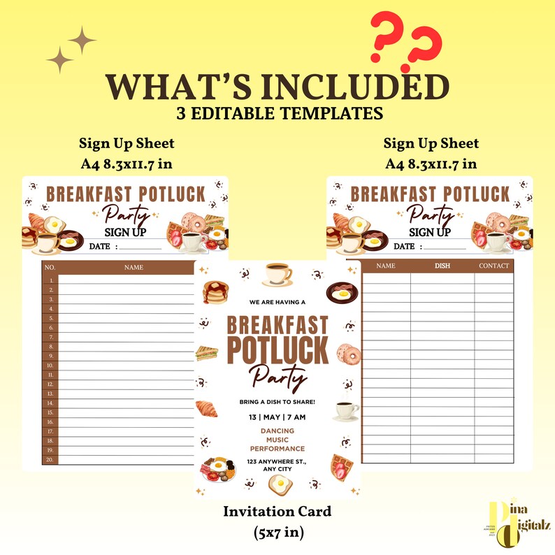EDITABLE Breakfast Potluck Invitation Breakfast Potluck Invite Good ...