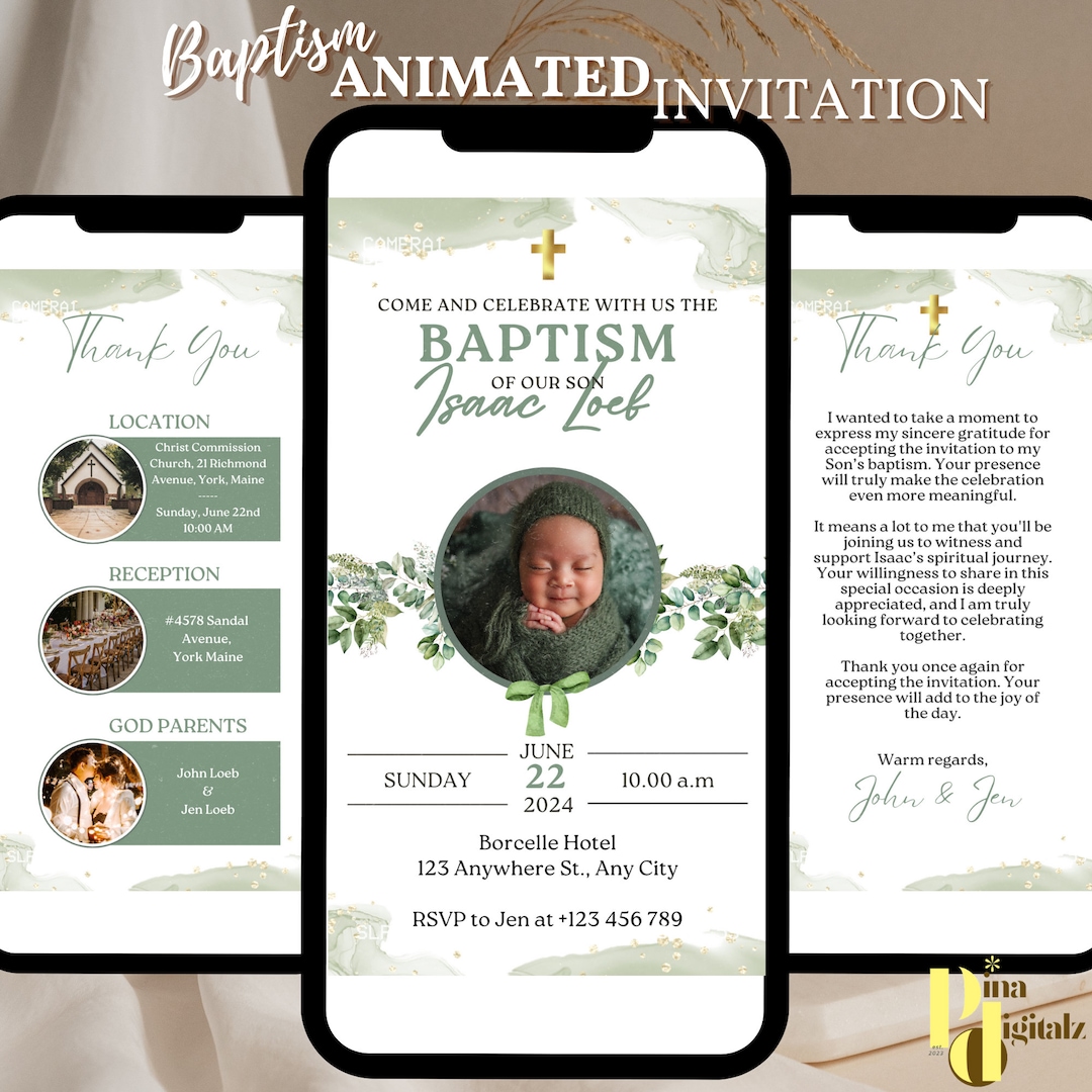Digital Baptism Invitation Photo Personalized Invitation for Digital ...