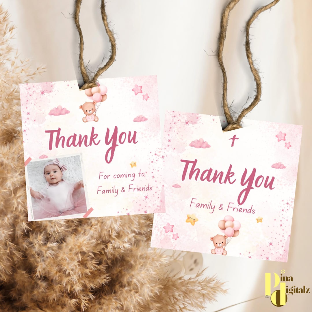 Baptism Digital Favor Tag Template, Blush Pink Baptism Tags, Editable ...
