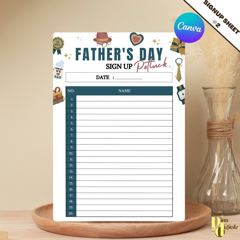 Downloadable Potluck Sign-up Sheet Father's Day Father's Day Potluck ...